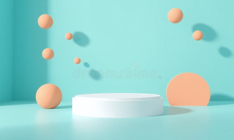 3D Render Product Display Podium White Circular Platform Stock ...
