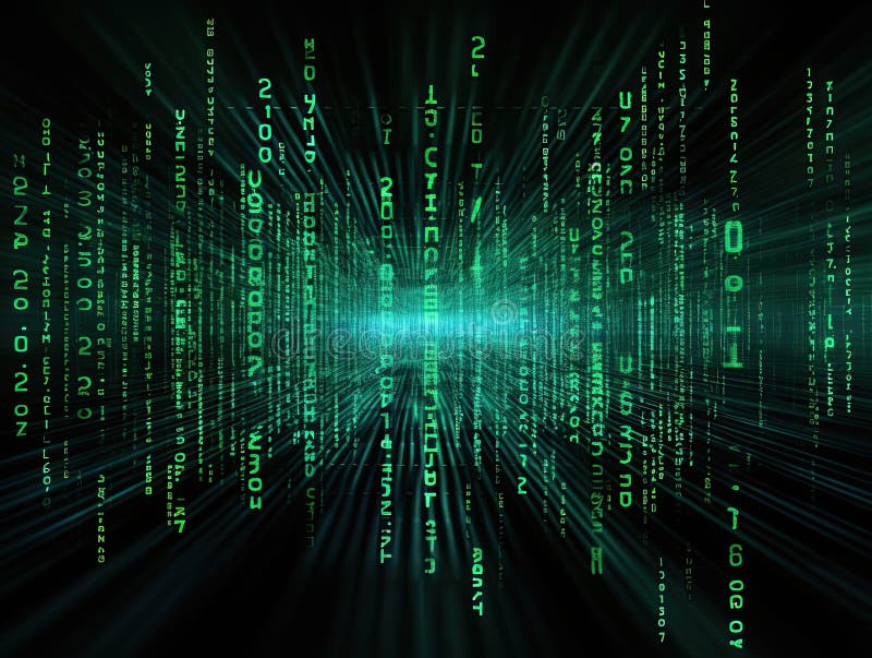 3D Render of Programming Binary World, Machine Processes Inside ...