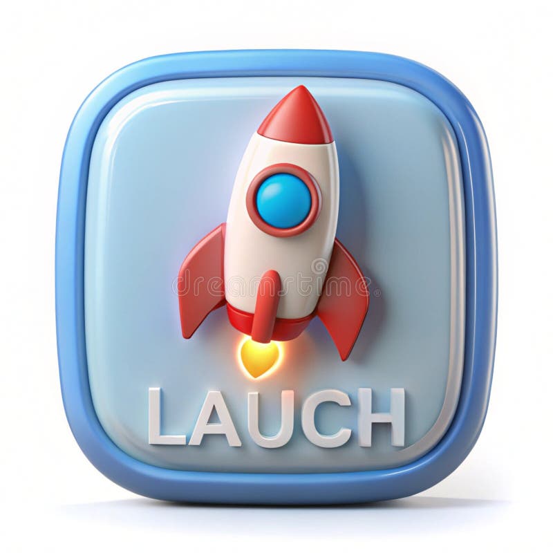 3D Render of Project Launch Icon Isolated on White Background Stock ...