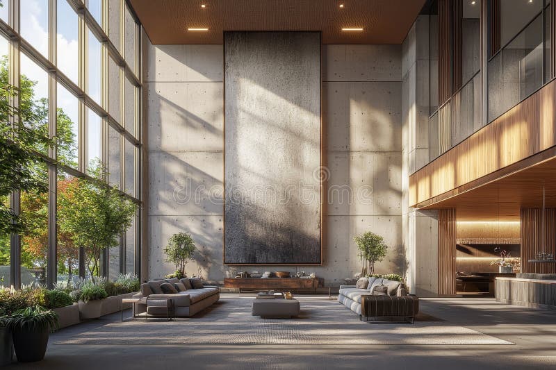 A 3D Render of a Projector Screen in a Modern Conference Room with Big ...