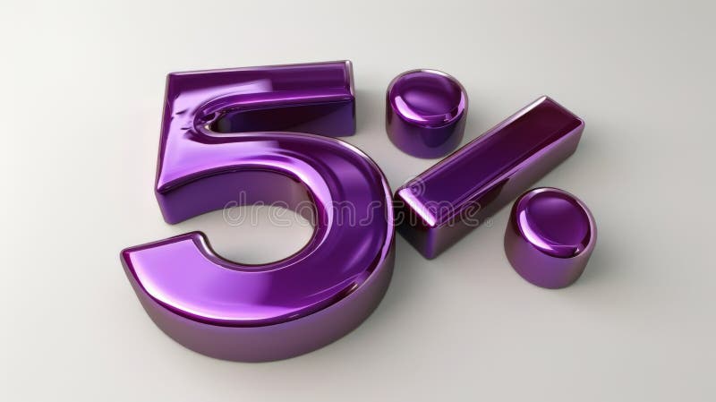 3D Render of Purple Metallic Number Five Stock Illustration ...