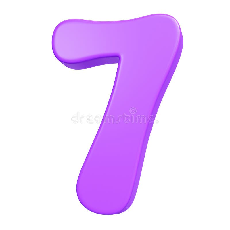 3d Render, Purple Number 7 on White Background Stock Illustration ...