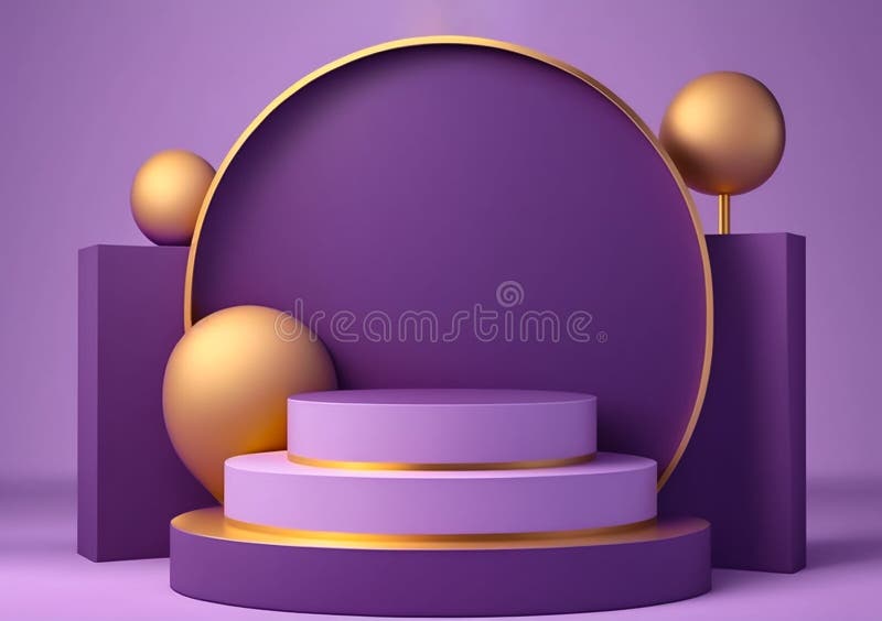 3D Render Purple Podium for Showcase Product with Generative AI Stock ...