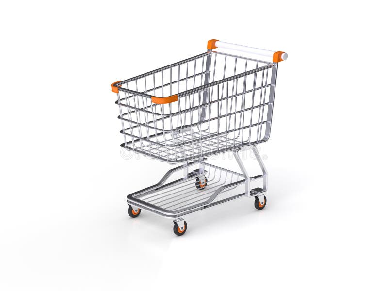 Push Cart for Shopping 3D Render Yellow Plastic Elements Stock ...