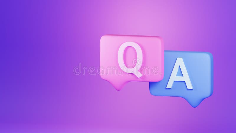 3d Render Question Answer Speech Bubbles Isolated on Purple Background ...
