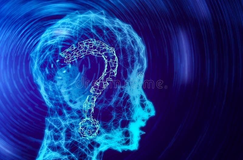 3d Render Question Mark. 3d Abstract on Dark Blue Background with Dots ...