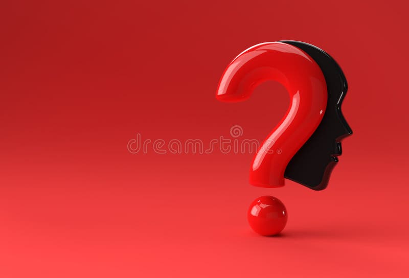 3d Render Question Mark with Human Face Icon Illustration Design ...
