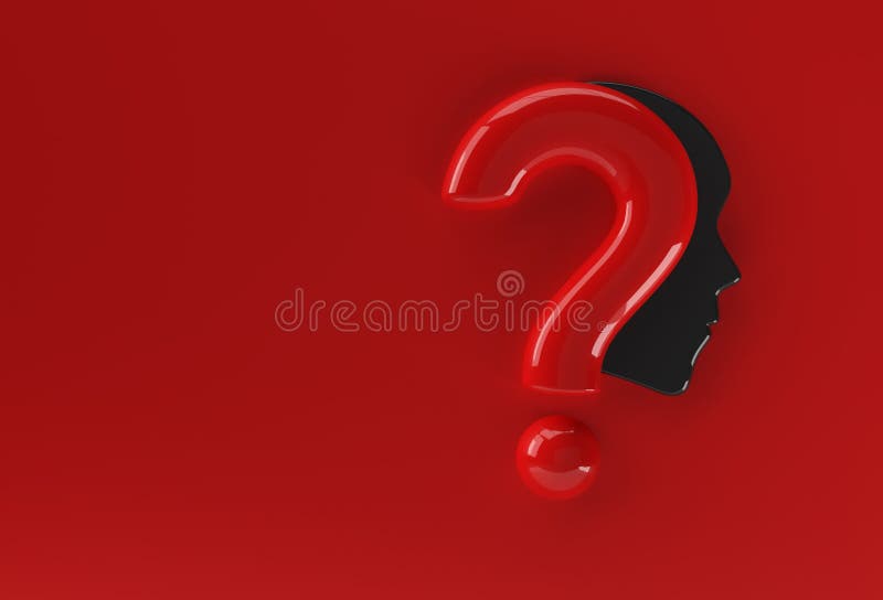 3d Render Question Mark with Human Face Icon Illustration Design ...