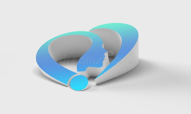 3d Render Question Mark with Human Face Stock Illustration ...