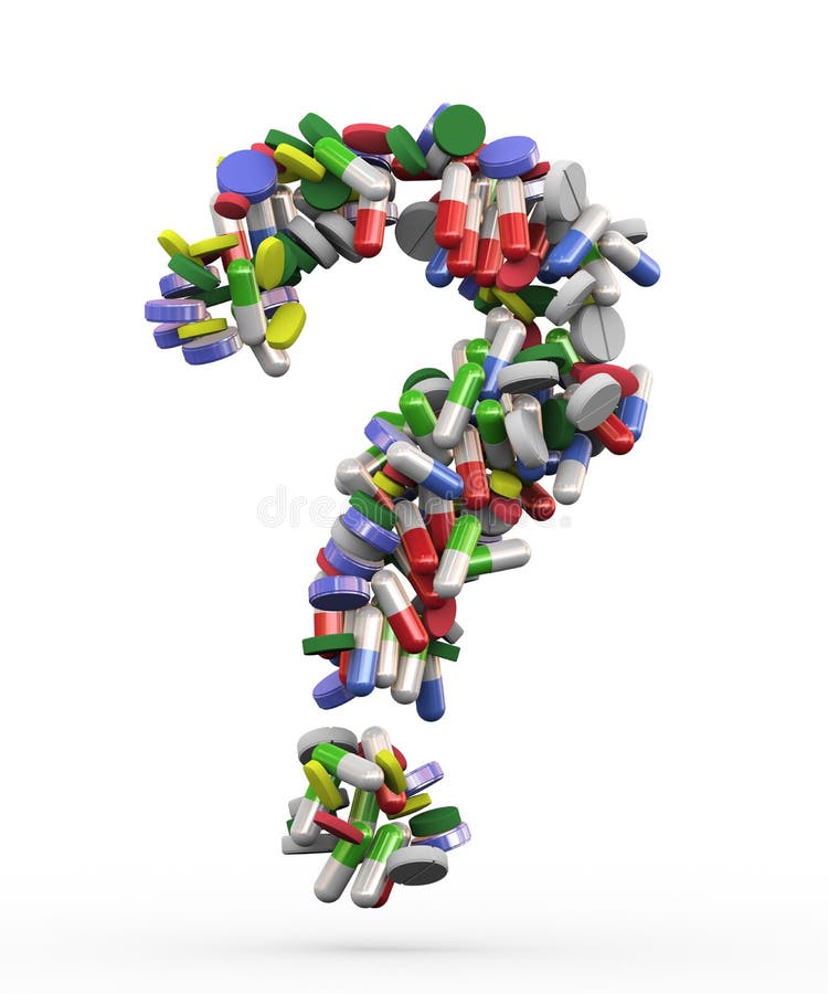 3d Colorful Tablets Capsules Question Mark Stock Illustration ...