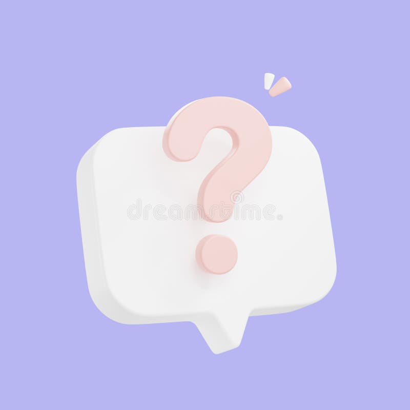 D Render Question Mark Speech Bubble Icon. Message Box with Question ...