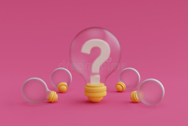 3d Render Question Marks with Light Bulbs on Pink Background.Question ...
