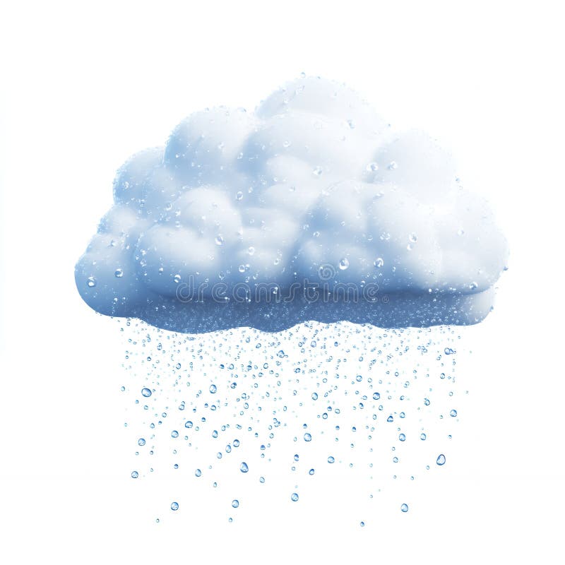 3D Render of a Rain Cloud with Water Droplets Falling Down Stock ...