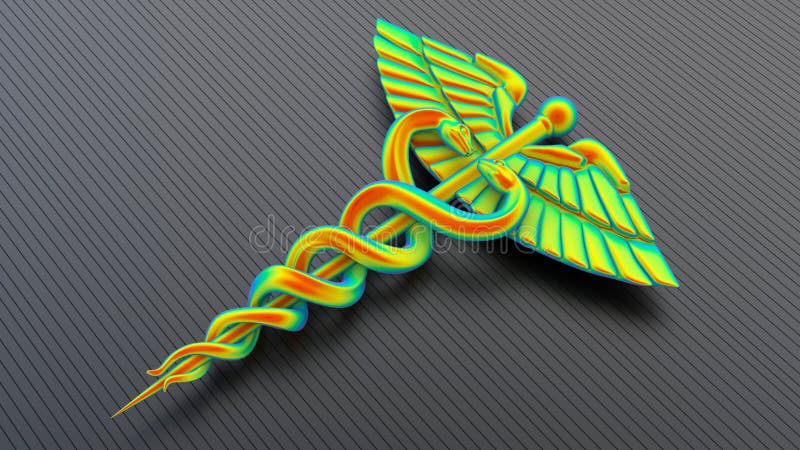 Set of Colored Caduceus Symbols Stock Illustration - Illustration of ...