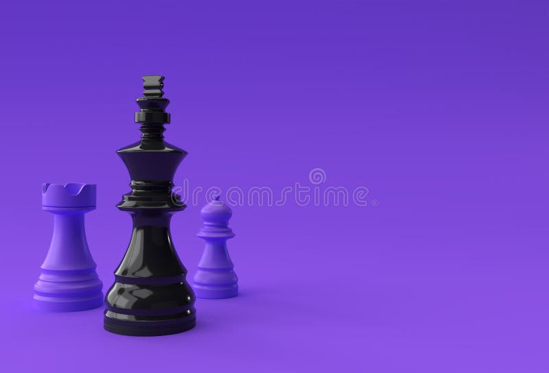 3D Render Realistic Chess King Rook and Pawns Soldier Illustration ...