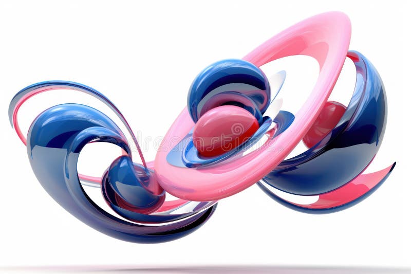 3d Render Realistic Flying Shapes in Motion Isolated on White ...