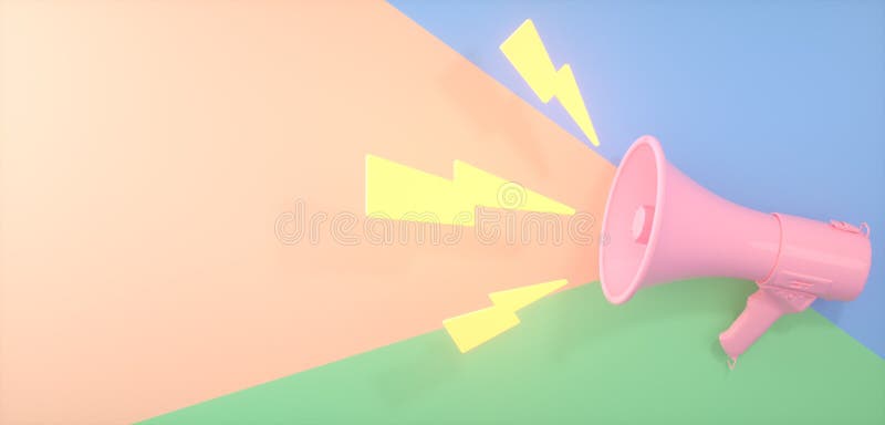 3d Render of Realistic Isolated Megaphone on Pastel Coloured Background ...