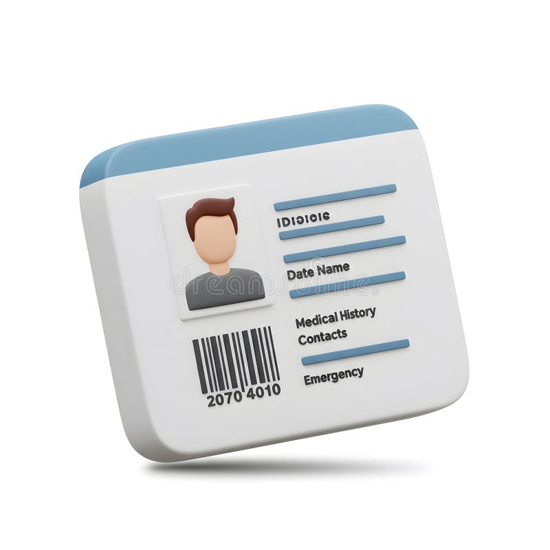 3D Render of a Realistic Medical ID Card with Personal Information and ...