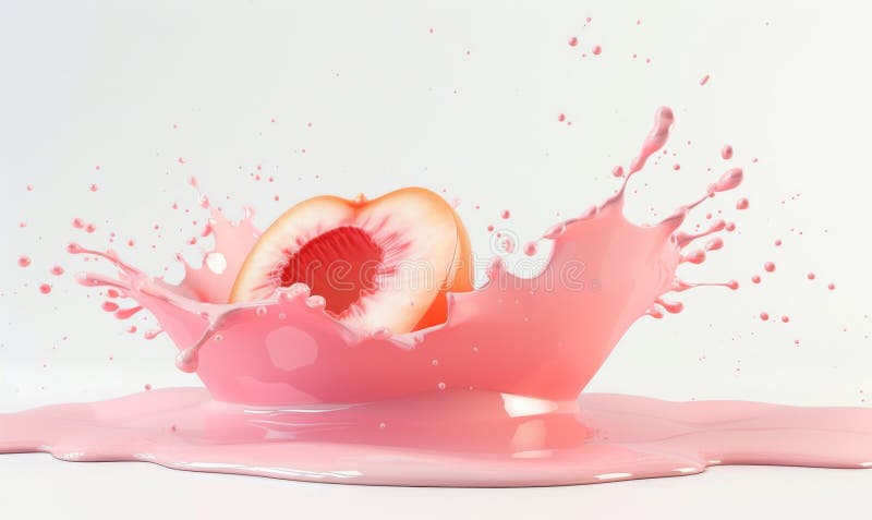 3D Render Realistic of Peach Splash Best for Commercial and Design ...