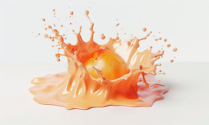 3D Render Realistic of Peach Splash Best for Commercial and Design ...