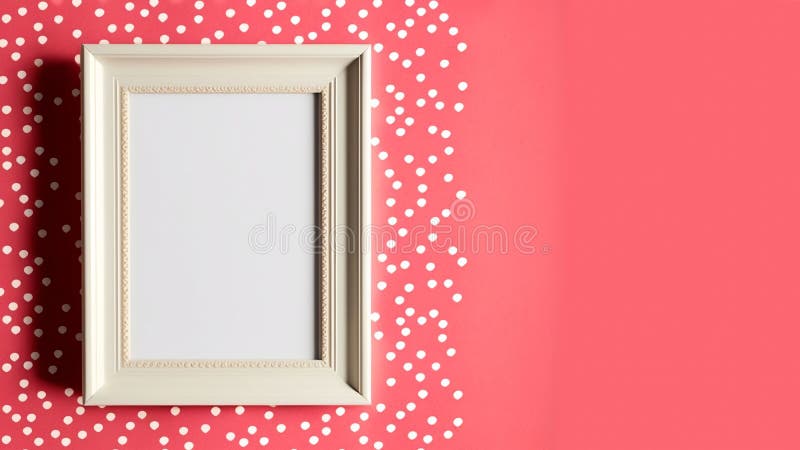 3D Render, Realistic Photo Frame with Image Placeholder Against Dotted ...