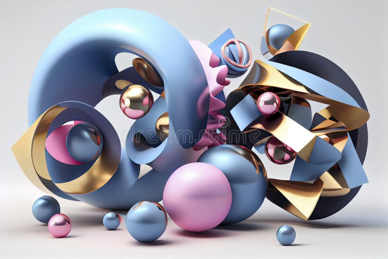 3d Render Realistic Primitives Composition. Flying Shapes in Motion ...