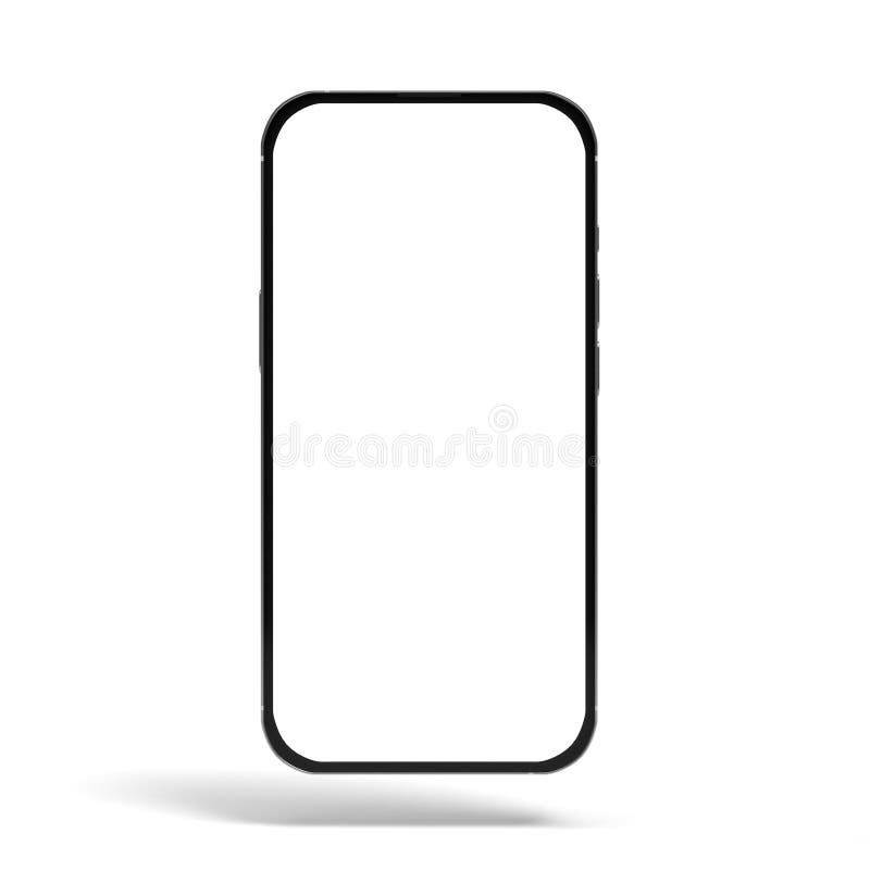 3d Render Realistic Smartphone Isometric Blank Screen Front View Mockup ...