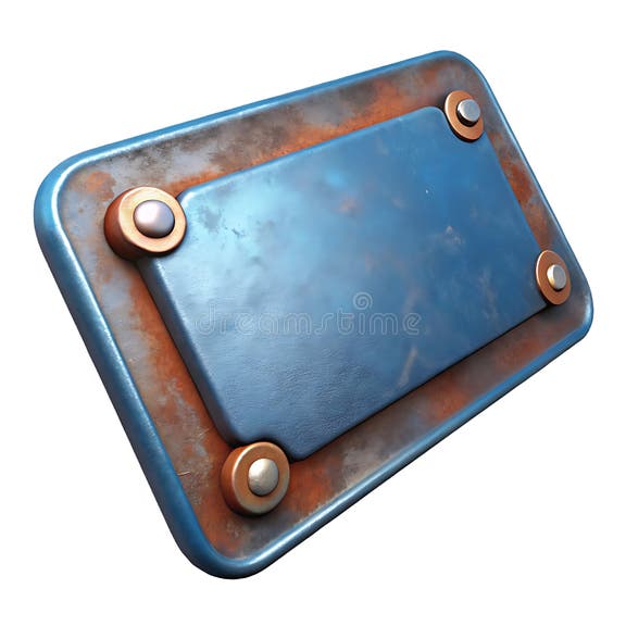 Rusty Blue Metal Plate with Rivets Sign Plaque Stock Illustration ...