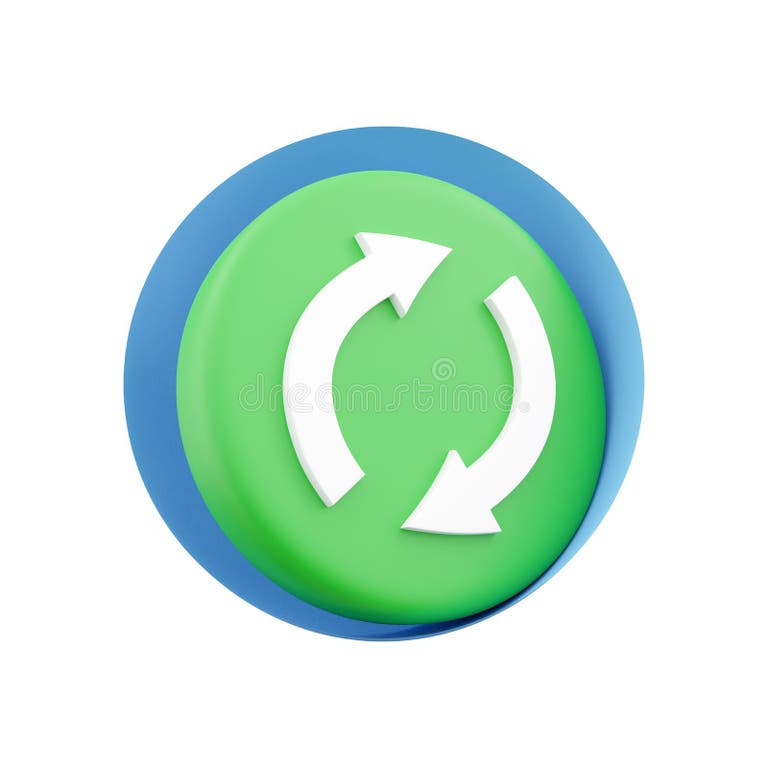 3d Render Recycle Symbol in Blue Circle. 3d Rendering Recycle Symbol in ...