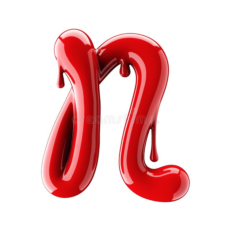 3D Render of Red Alphabet Make from Nail Polish. Handwritten Cursive ...