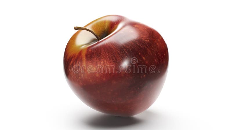 3d Render Red Apple on White Background with Shadow Fruit Healthy Food ...