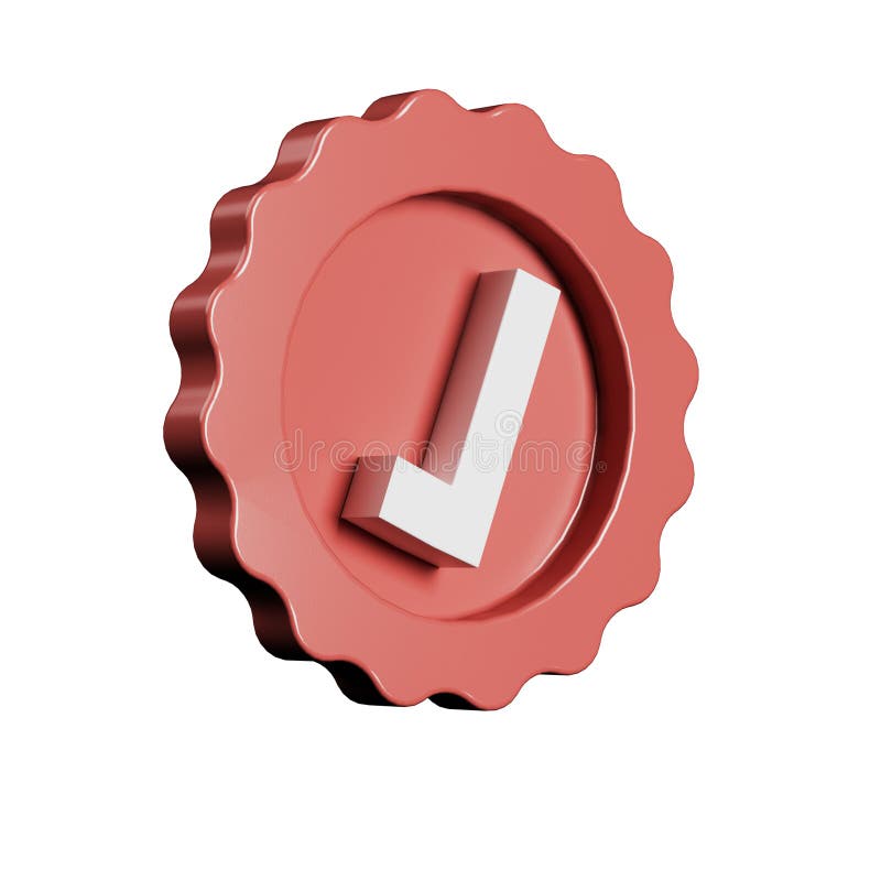 3d Render Red Badge and White Correct Checked Mark Icon Stock ...