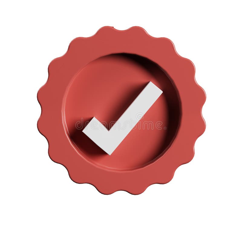 3d Render Red Badge and White Correct Checked Mark Icon Stock ...