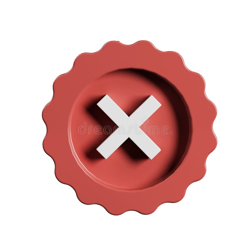 3d Render Red Badge and White Incorrect Wrong Mark Icon Stock ...