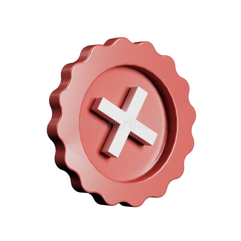 3d Render Red Badge and White Incorrect Wrong Mark Icon Stock ...