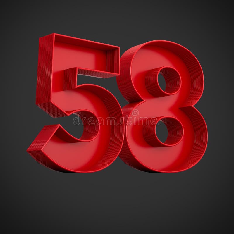 3D Render of Red Block Digits of the Number 58 on a Black Background ...