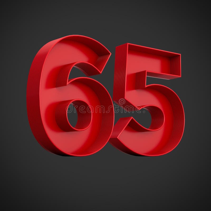 3D Render of Red Block Digits of the Number 65 on a Black Background ...