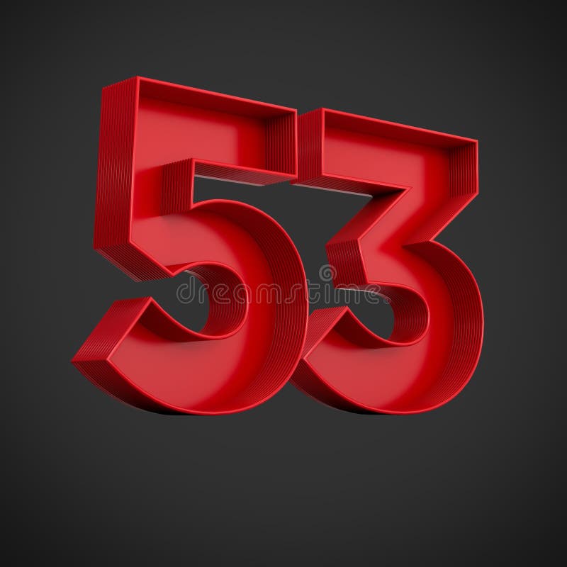 3D Render of Red Block Digits of the Number 53 on a Black Background ...