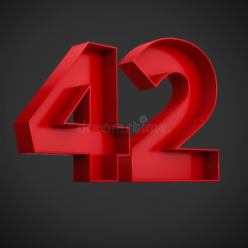 3D Render of Red Block Digits of the Number 42 on a Black Background ...