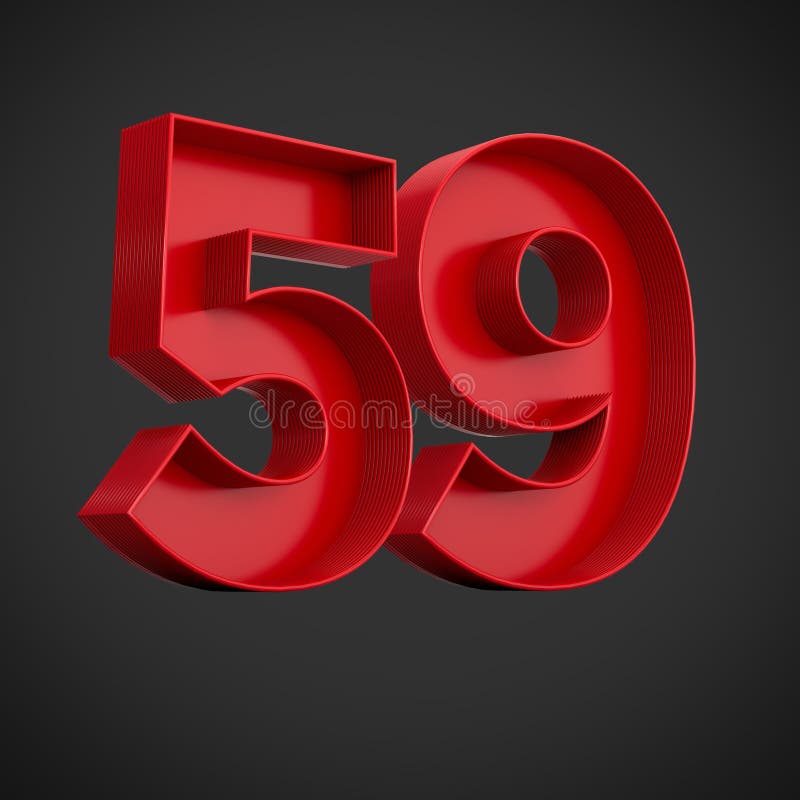 3D Render of Red Block Digits of the Number 59 on a Black Background ...