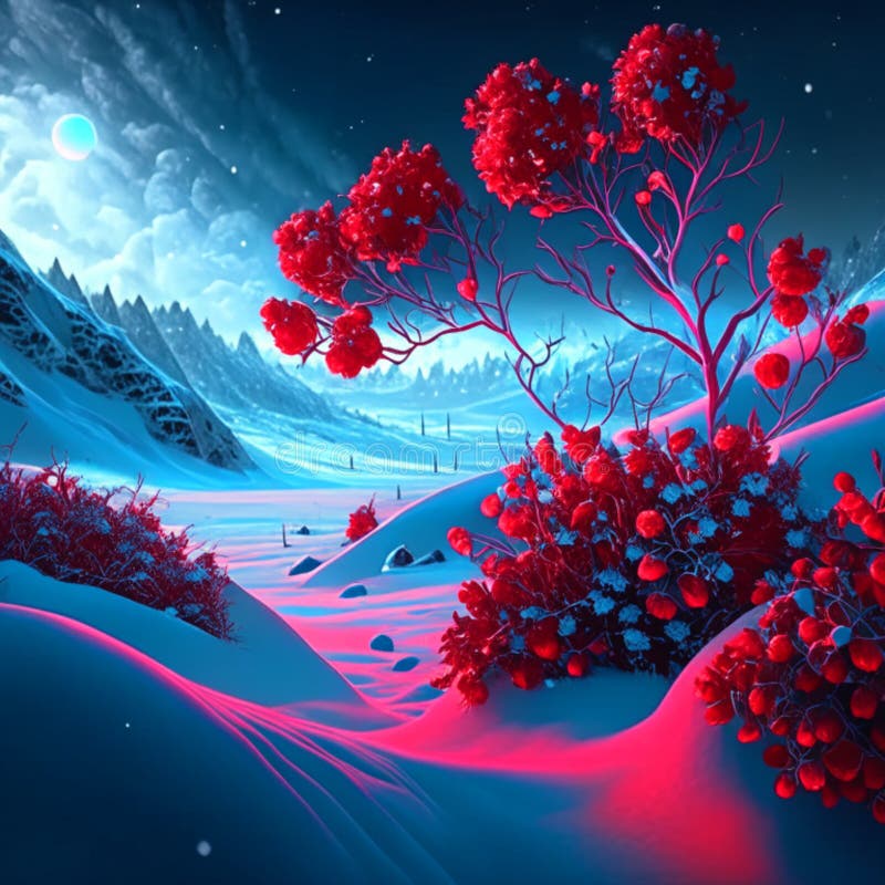 3d Render of Red Blood Cells on the Background of the Winter Landscape ...