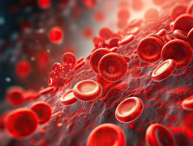 3D Render of Red Blood Cells Coursing through a Vein, Offering a Visual ...