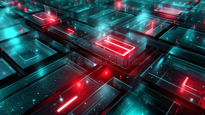 3d Render of a Red and Blue Cube, Study in Geometric Shapes Color ...