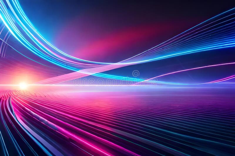 3d Render, Red Blue Wavy Neon Lines, Electronic Music Virtual Equalizer ...