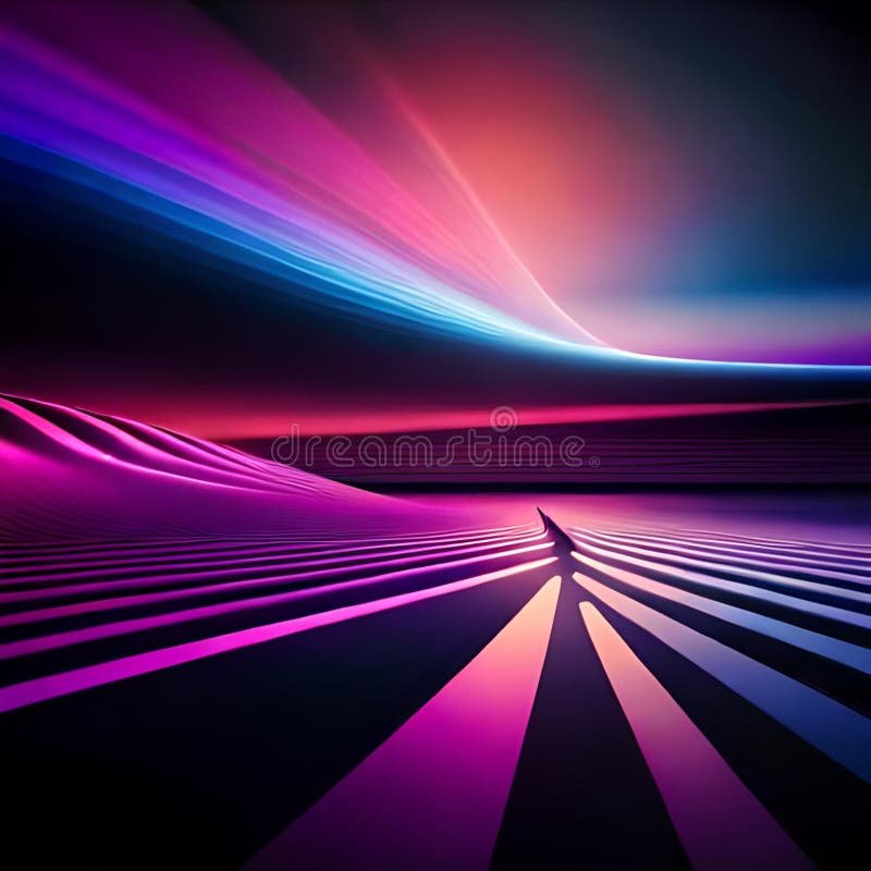 3d Render, Red Blue Wavy Neon Lines, Electronic Music Virtual Equalizer ...