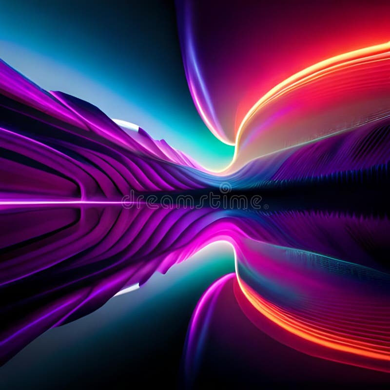 3d Render, Red Blue Wavy Neon Lines, Electronic Music Virtual Equalizer ...