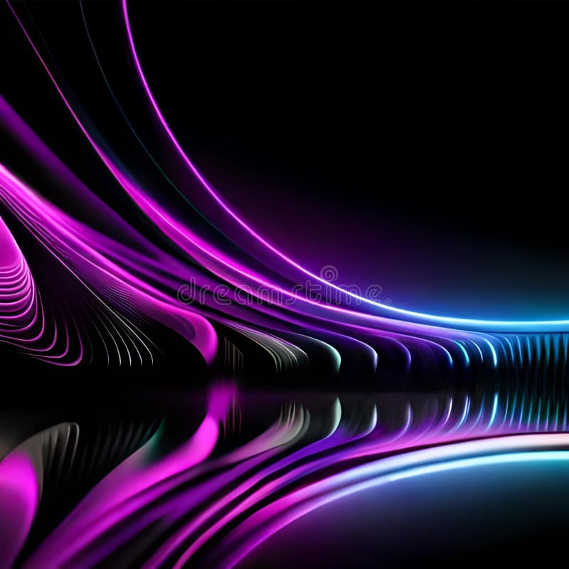 3d Render, Red Blue Wavy Neon Lines, Electronic Music Virtual Equalizer ...