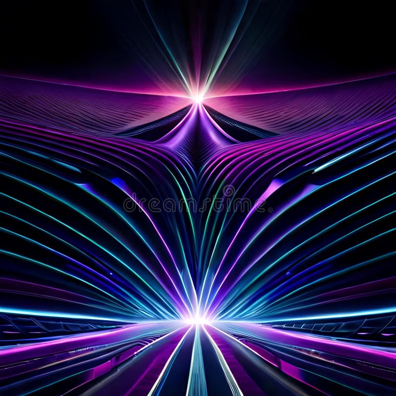 3d Render, Red Blue Wavy Neon Lines, Electronic Music Virtual Equalizer ...