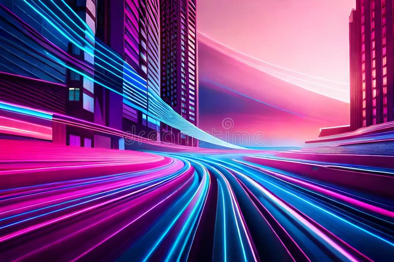 3d Render, Red Blue Wavy Neon Lines, Electronic Music Virtual Equalizer ...