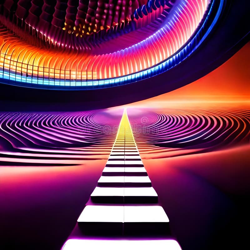 3d Render, Red Blue Wavy Neon Lines, Electronic Music Virtual Equalizer ...